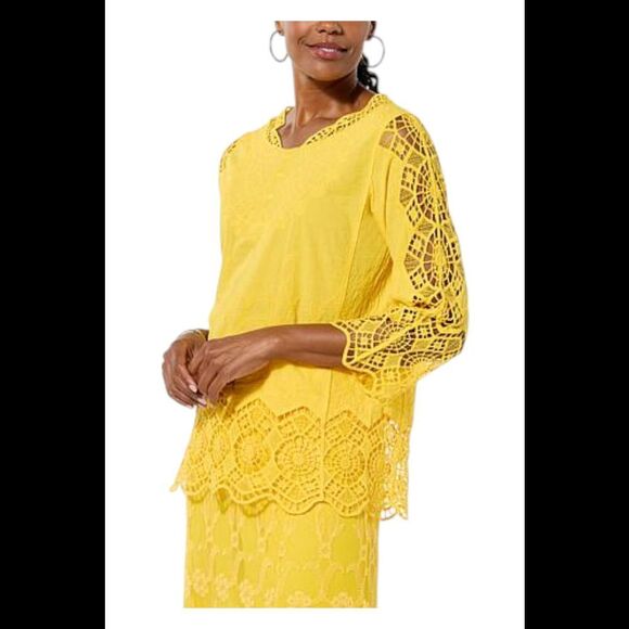 Antthony | Tops | Antthony Womens Embroidered Crochet Detail Woven ...